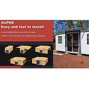 Weather Proof, Wind Resistant, Anti corrision Tiny Expandable Prefab House to Live in 1 Bathroom, 3 Bedooms & 1 Kitchen- for Small Family 20 FT 3 in 1 Tiny Backyard House