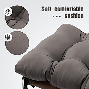 HollyHOME 15"(H) Folding Footrest Stool, Upholstered Small Foldable Ottoman, Accent Padded Sofa Foot Stool for Lazy Chair, Metal Frame Portable Foot Rest Ottoman for Living Room, Bedroom, Dark Grey