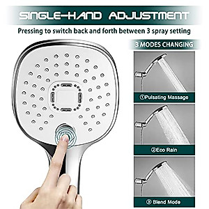 Welan Shower Head with Handheld, 3 Spray Modes High Pressure Shower Heads with Hose , High Flow Hand Held Rain Showerhead with Stainless Steel Hose