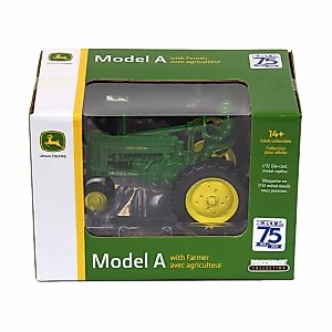 John Deere ERTL 75TH Anniversary 1:32 Scale Model A with Farmer 6.00" x 3.75" x 4.25"