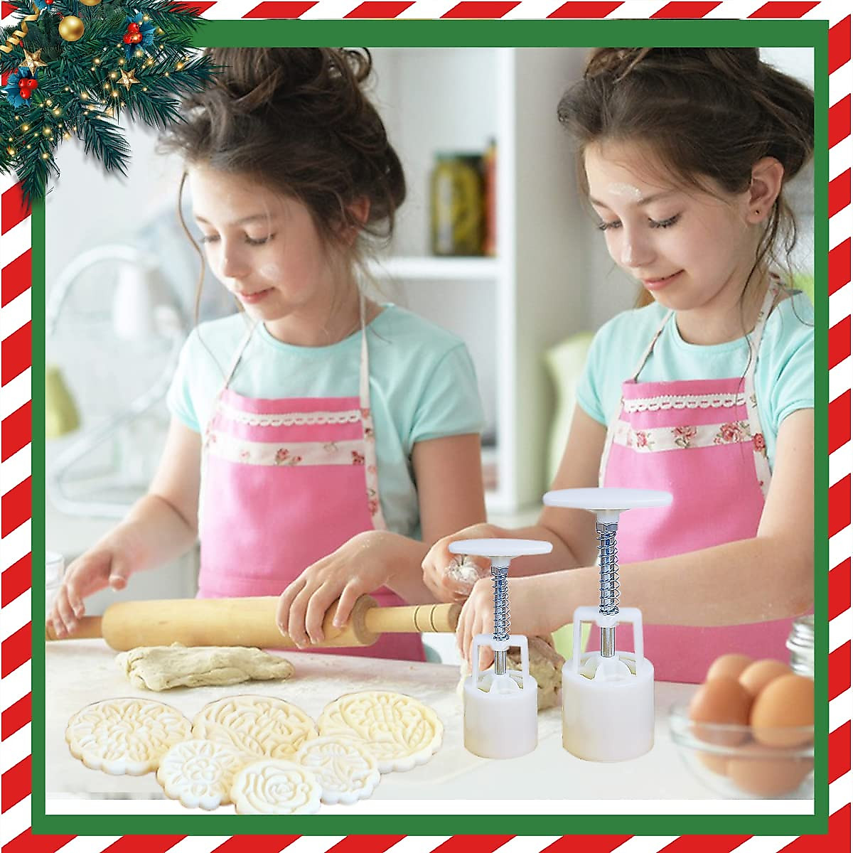 PowerKing Hand-Pressure Moon Cake Mould Cookie Stamps for Mid-Autumn Festival (4 Sets Mold with 12 Stamps)