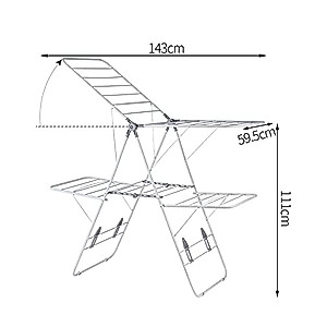 Foldable Clothes Airer, Large 2 Layer Drying Rack Clothes Drier, Portable Adjustable Clothes Horses Suitable for Indoor Shirts Pants Towels Shoes and Quilts