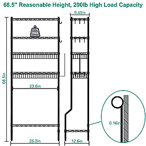 Folews Bathroom Organizer Over The Toilet Storage, 4-Tier Bathroom Shelves Over Toilet Shelf Above Toilet Storage Rack Freestanding Bathroom Space Saver with Adjustable Shelves and Baskets, Black