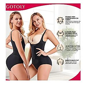 Gotoly Women Waist Trainer Bodysuit Tummy Control Corset Full Body Shaper Cincher Tank Top with Adjustable Straps (Small, Black)