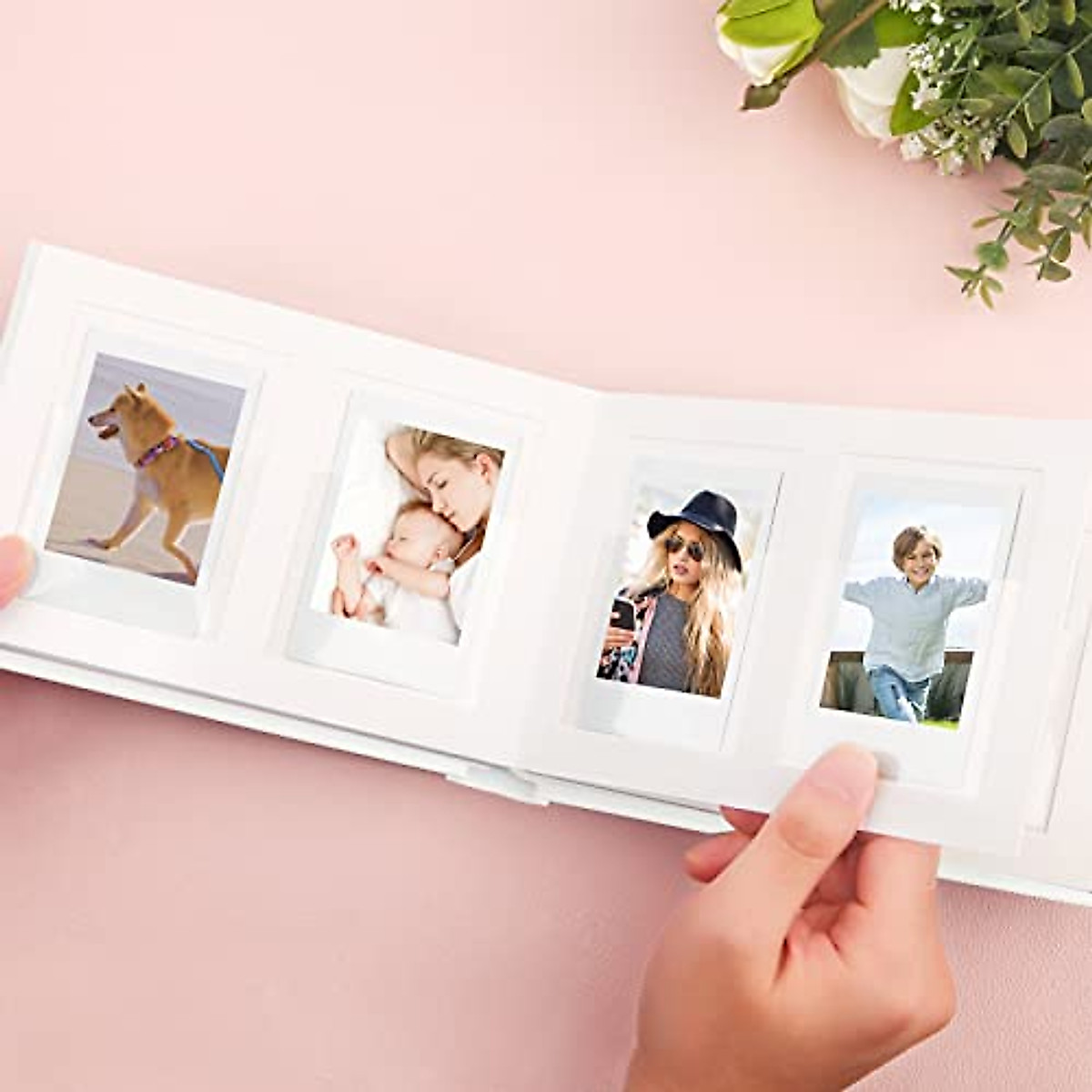 64 Pockets Mini Photo Album with Writing Space, Front Window, Polaroid Photo Album 3 Inch for Fujifilm Instax Mini 12 11 9 8 7+ 40 EVO Film, Polaroid 300, HP Sprocket, K-pop Photocards (White)