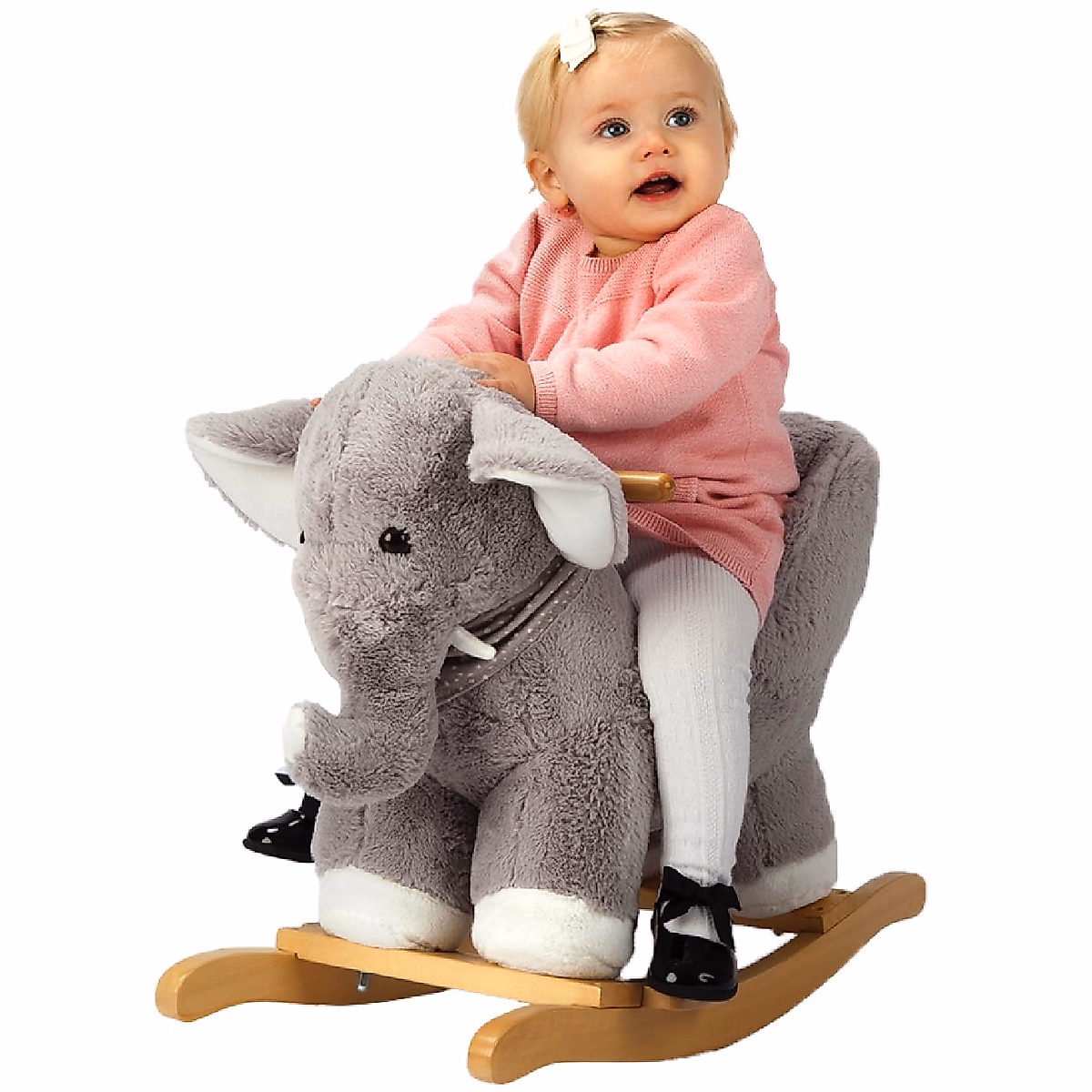 Rock My Baby Rocking Horse Elephant with Chair, Plush Stuffed Rocking Animals, Baby Rocker with Sweet Music, Animal Ride on for Girls and Boys 1 Year and up(Gray Elephant),CPC Certified