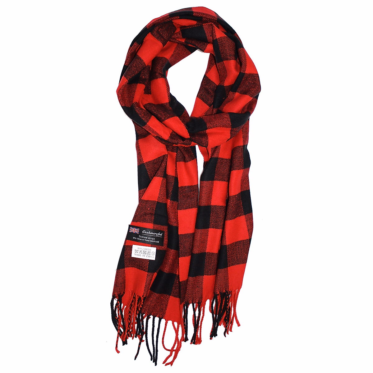 Ted and Jack - Jack's Classic Cashmere Feel Buffalo Check Scarf in Black and Red