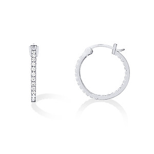 PAVOI 14K Gold Plated 925 Sterling Silver Post Cubic Zirconia Hoop Earrings 30/15mm (20.00, White Gold)