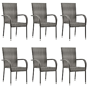 YUHI-HQYD 7 Piece Patio Dining Set,Outdoor Table Chairs,Balcony Furniture,Garden Dining Set Furniture,Afternoon Tea Suit,Conversation Furniture, Poly Rattan Gray