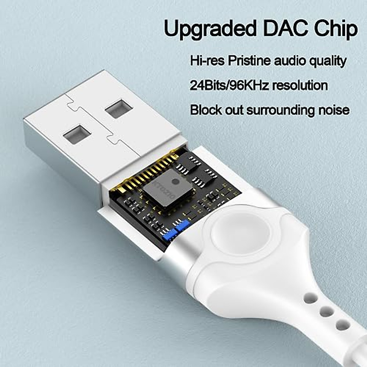 DUKABEL USB In-ear Headphones, USB PC Earbuds with Noise Cancellation for PC/PS4/PS5, White Gaming Earphone Headset with Microphone for Live Conference, Video Calls, Broadcasting, On-line Work