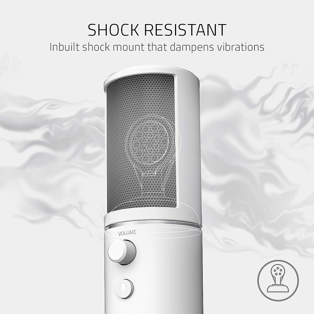 Razer seiren x USB Streaming Microphone Professional Grade builtin Shock Mount supercardiod Pickup Pattern Anodized Aluminum Mercury White renewed