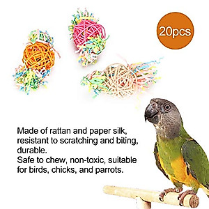 20Pcs Bird Parrot Toys Bird Chewing Foraging Shredder Toy Bird Cage Hanging Swing Toy for Small Bird, Parakeets, Cockatiels, Conures, Budgie