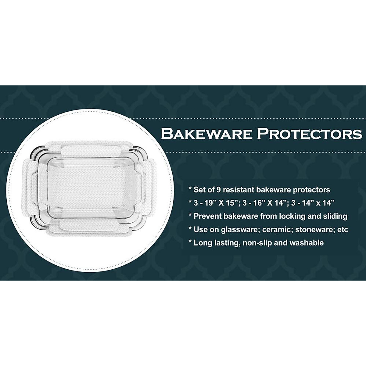 Bakeware Protectors - Set of 9 - Gray - 3 Pieces 19 X 15" Plus 3 Pieces 16 X 14" Plus 3 pieces 14 x 14" – Padded Pot and Pan Protectors To Protect Square And Rectangular Cookware