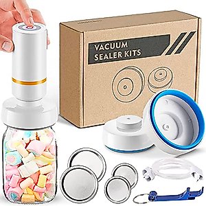Nutri-Seal™ Electric Mason Jar Vacuum Sealer Kit - Easy to Use - Fits Wide & Regular Mouth Mason Jars - Compatible with All FoodSaver Models - Electric Handheld Vacuum Sealer For Jars & Vacuum Seal Containers - Includes Electric Vacuum Pump w/Compatibilit