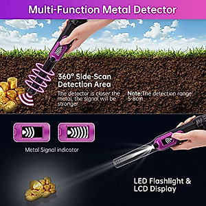 Pinpoint Metal Detector Pinpointer, LCD Display Fully Waterproof Underwater 30m/50FT Gold Metal Detector Pinpointer, Include 9V Battery 360°Search Treasure Hunting Tool Accessories for Adults & Kids