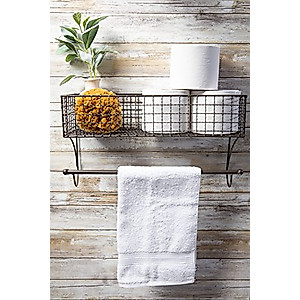 DII Rustic Farmhouse Bathroom Décor, Metal Storage, Large Towel Bar, Rustic