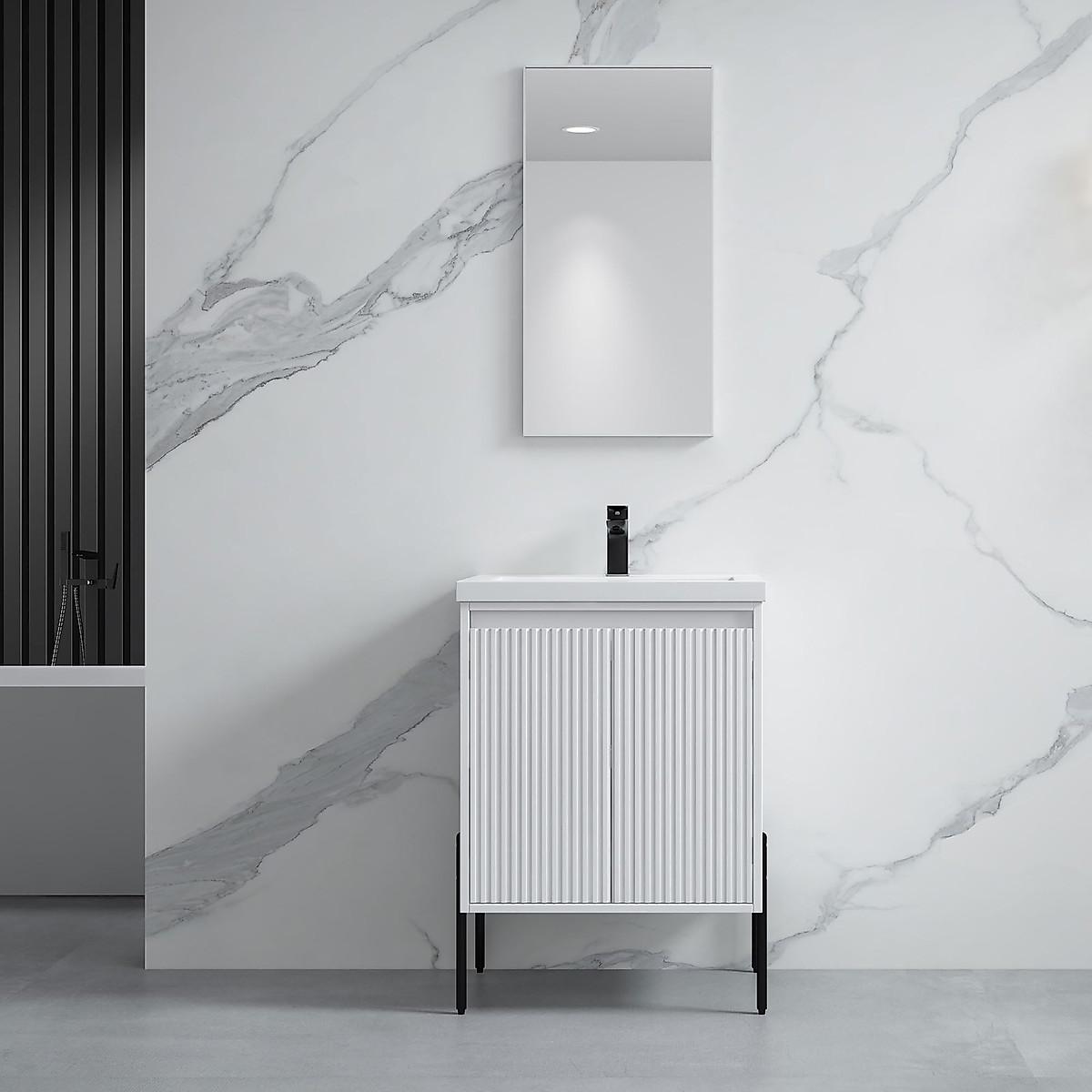 Dowell 24" Inch White Bathroom Vanity with Ceramic Sink Combo, Modern Bathroom Cabinet with Soft-Close Door, Freestanding Single Bathroom Vanity Set - 002 Series [Assembly Required]