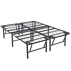 Amazon Basics Foldable Metal Platform Bed Frame with Tool Free Setup, Sturdy Steel Frame, No Box Spring Needed, Full, Black, 75 x 54 x 18 inches (LxWxH)
