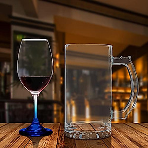 DISCOUNT PROMOS Rioja Wine Glasses with Stem 10 oz. Set of 10, Bulk Pack - Color Bottom, Perfect for Wedding, Party Favors, Birthday, Bridal Shower Gifts - Blue