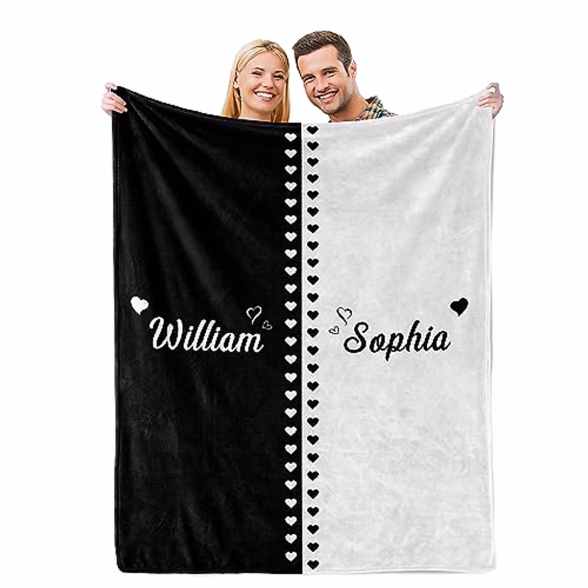 Prints Fun Personalized Hubby and Wifey Blanket with Name, Customized Wedding Gifts for Couples, Bride Gifts for Wife Husband Blanket for Valentines Day Birthday Christmas Anniversary Married Gifts
