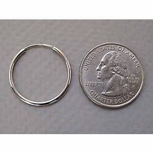 Medium 14K White Gold Continuous Endless Hoop Earrings, (1.5mm Tube) (.90 inch - 23mm)