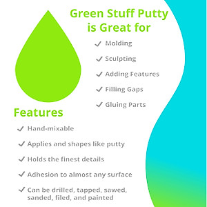Morphi Labs Green Stuff Putty - 12 Inches - Epoxy Putty for Miniatures, Sculpting, and Modeling - Original Kneadatite Greenstuff Putty