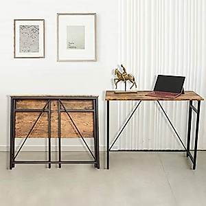 aboxoo Folding Computer Desk 36 inches Industrial Style Foldable Laptop Table Modern Simple No Assembly Study Home Office Notebook Minimalist Multi-Functional Workstation for Bedroom Kitchen