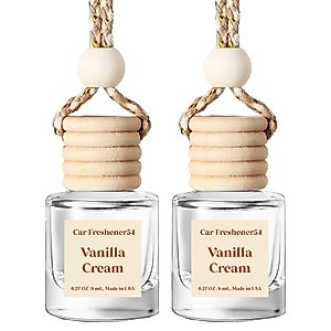 HoogaLife Car Air Freshener Diffuser 2 Pack Hanging Air Freshener Diffuser - Vanilla Cream Fragrance Oil Air Diffuser for Car, 45+ Days Long Lasting Fragrance Made in USA Car Air Fresheners