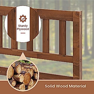 Giantex Wood Twin Bed Frame with Headboard, Mid Century Platform Bed with Wood Slat Support, Solid Wood Foundation, 12 Inch Height for Under Bed Storage, Easy Assemble, Walnut