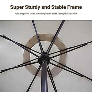 Abba Patio 9ft Patio Umbrella Market Outdoor Table Umbrella with Auto Tilt and Crank for Garden, Lawn, Deck, Backyard & Pool, 8 Sturdy Steel Ribs, Beige