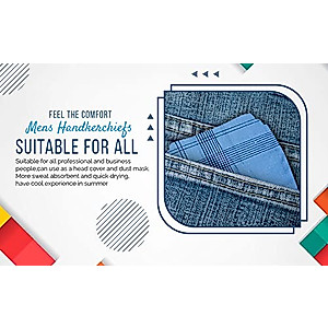 AEJESOP Men's Multicolour Handkerchiefs,100% Soft Cotton, Mens Hankie, Cotton Color Handkerchief Set, Colour Hanky, Gifts Pack of 6 Pieces, SIZE : 16" x 16 "