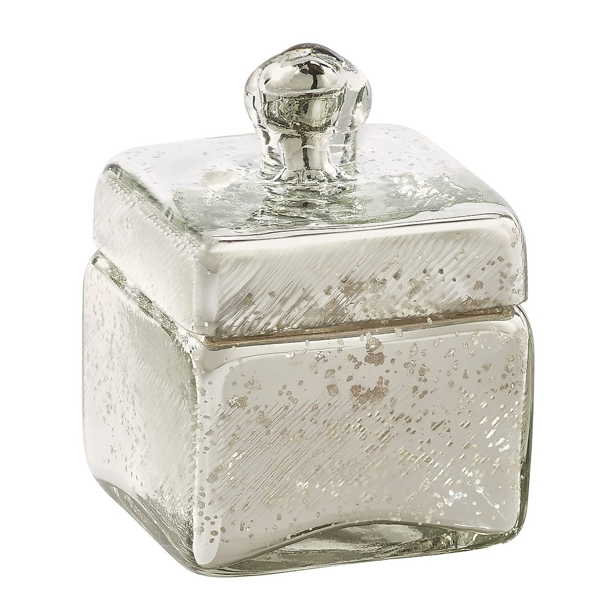 ART & ARTIFACT Mercury Glass Trinket Boxes - Decorative Storage Box, Glass Container Jewelry Box with Lid - Square