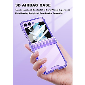SHIEID Flip 5 Case with Hinge Protection, Galaxy Flip 5 Clear Airbag Case Built-in High-Transparency Soft Film for Phone Case for Galaxy Z Flip 5, Dark Green