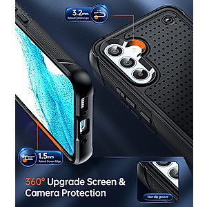 LeYi for Samsung Galaxy A54 5G Case, Samsung A54 5G Case with [2 Pack] Screen Protectors, Shockproof Heavy Duty Dual Layer Protective Hard PC Textured Back & Soft Bumper Case for Galaxy A 54 5G, Black