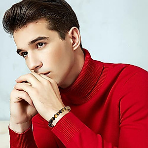 SONNYX 10 Pcs 8mm Semi-Precious Gemstones Bracelets Round Beaded Bracelets for Men Women Stone Crystal Stretch Beaded Bracelet Unisex