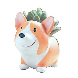 Messagee Creative Kawaii Corgi Resin Flower Pot Planter Garden Bonsai Succulent Plants Desk Flower Pot