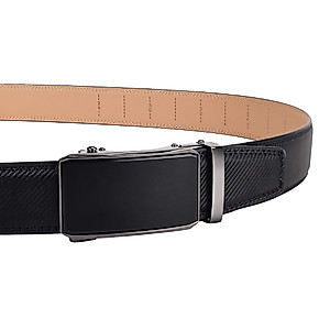 PlusZis 28"-68" Men's Leather Ratchet Dress Belt Big And Tall With Automatic Buckle