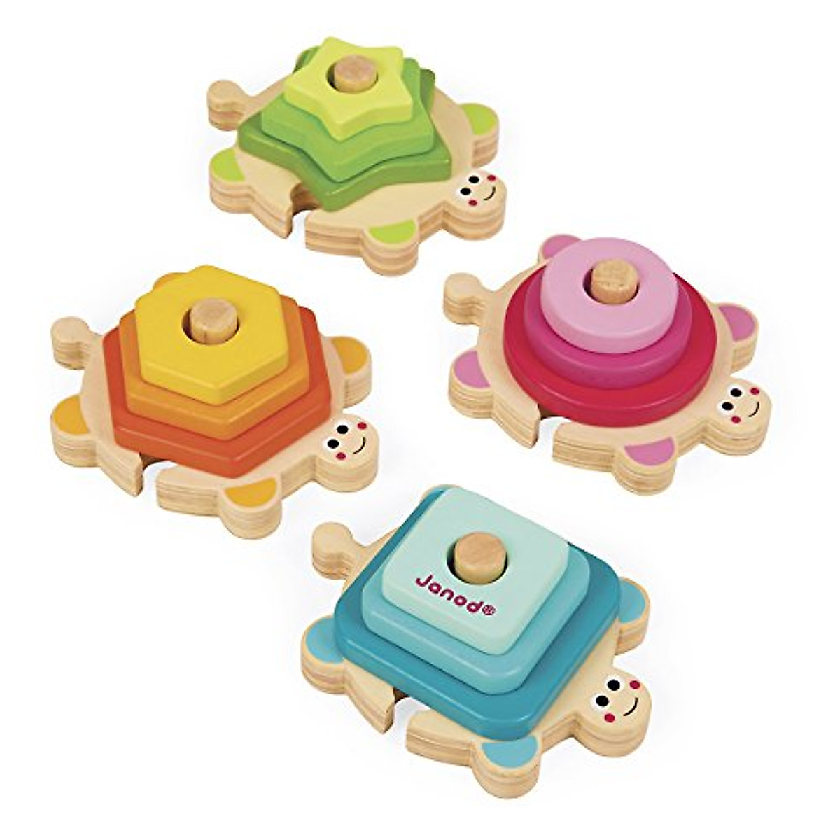 Janod I Wood Stackable Turtles - 12 Pieces - Ages 18 Months + - J05337