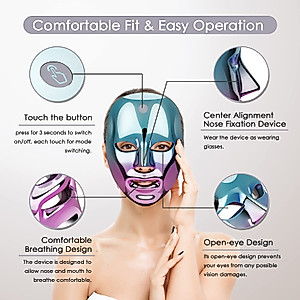 YUESUO LED Face Mask Light Therapy, Anti Aging Device 7 Color Spa Facial Mask for Skin Rejuvenation Acne Treatment