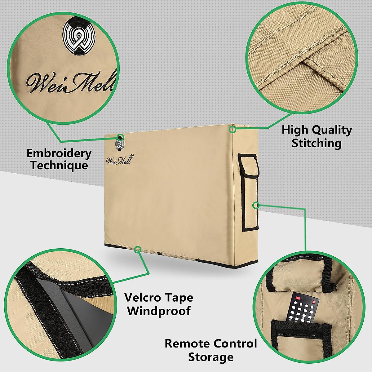 WEIMELL Outdoor Tv Cover for 40 to 43 Inch Weatherproof Waterproof Outside Tv Covers Outdoor 43 Inch Flat Screen TV with Remote Control Pocket 39''W X 25''H X 5.5''D for 40''- 43'' LCD LED