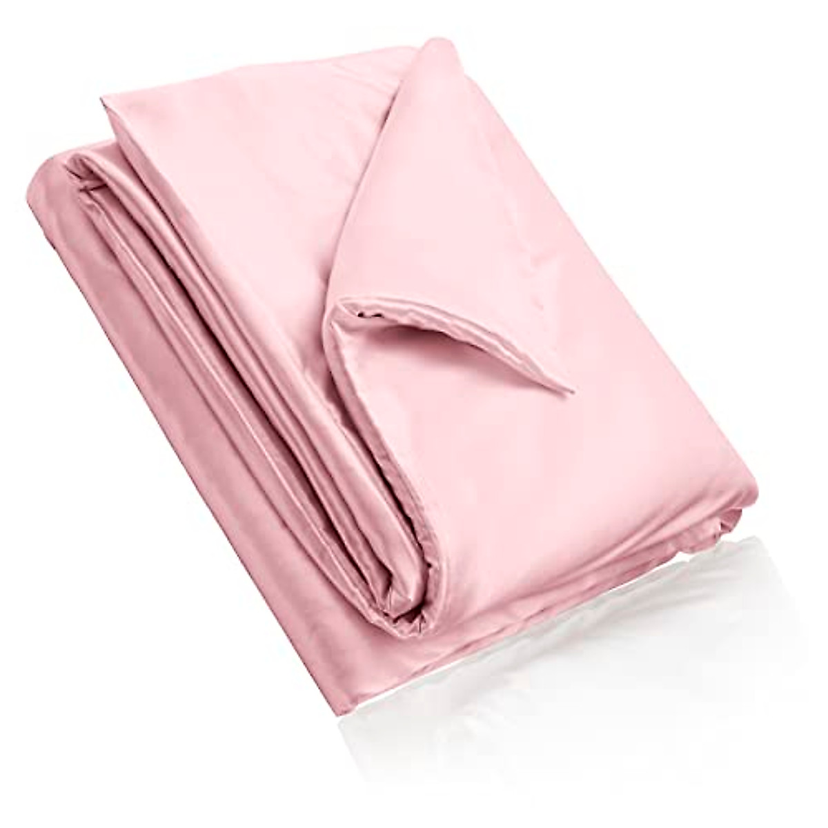 Homiest 60"x80" Duvet Cover for Weighted Blanket, Blush Pink Satin Weighted Blanket Cover Full/Queen Size with 8 Ties, Silky & Removable Zippered Duvet Cover Heavy Blanket Duvet Cover for Adults
