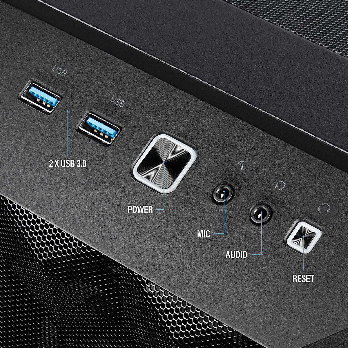 Rosewill SPECTRA X-Blue ATX Mid Tower Gaming PC Computer Case, Supports 240mm & 360mm Liquid Coolers, 4 Dual-Ring Blue LED Fans, Steel Airflow Mesh, Tempered Glass