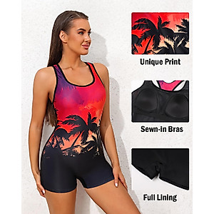 beautyin Swimsuit Women Boyleg One Piece Water Aerobic Traininig Lap Bathing Suit