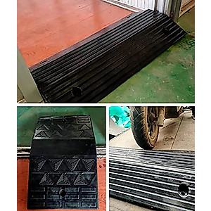 Threshold Ramp, Threshold Wheelchair Ramp Threshold Ramp for Wheelchair, Sturdy Curved Handicap Mobility Scooter Ramp, Home Transition Ramps with Anti Skid Surface, Easy to Mount ( Color : Black , Siz