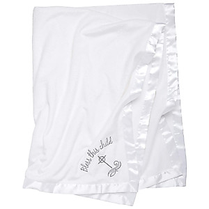 C.R. Gibson Silver Cross 'Bless This Child' Receiving Blanket for Babies, 40'' W x 30'' H