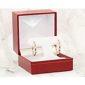 14K Rose Gold Classic Shiny Polished Round Hoop Earrings, 2mm tube (25mm (1 inch))…