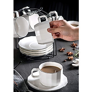 Yontree 6 Hooks Mugs Tree Cup Rack Dishes Organizer Style B