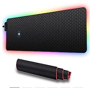 Hexagon Texture Gaming Mouse Pad Gamer Computer RGB Backlit Large XXL for Desk Keyboard Led Mice Mat L(27.5x15.7 Inch)