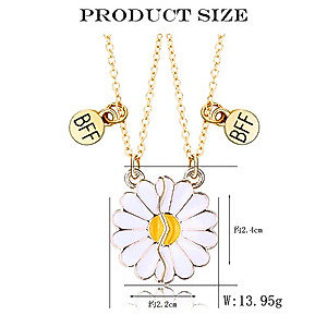 MJartoria BFF Necklace for 2-Daisy Rainbow Best Friend Necklace Friendship Necklace Best Friends Forever Necklaces Valentines Day Gifts