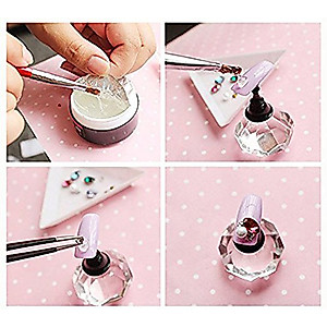 Minejin Nail Art Rhinestone Glue Gem Super Sticky Jewelry 8ml Gel Diamond Polish Decoration With Pen Tools UV Light Cured Needed 2Box